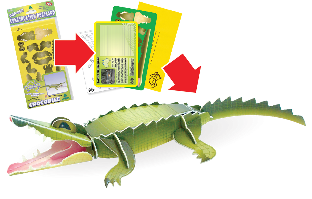 Crocodile Pop-Out Construction Postcard – Perth Zoo Shop
